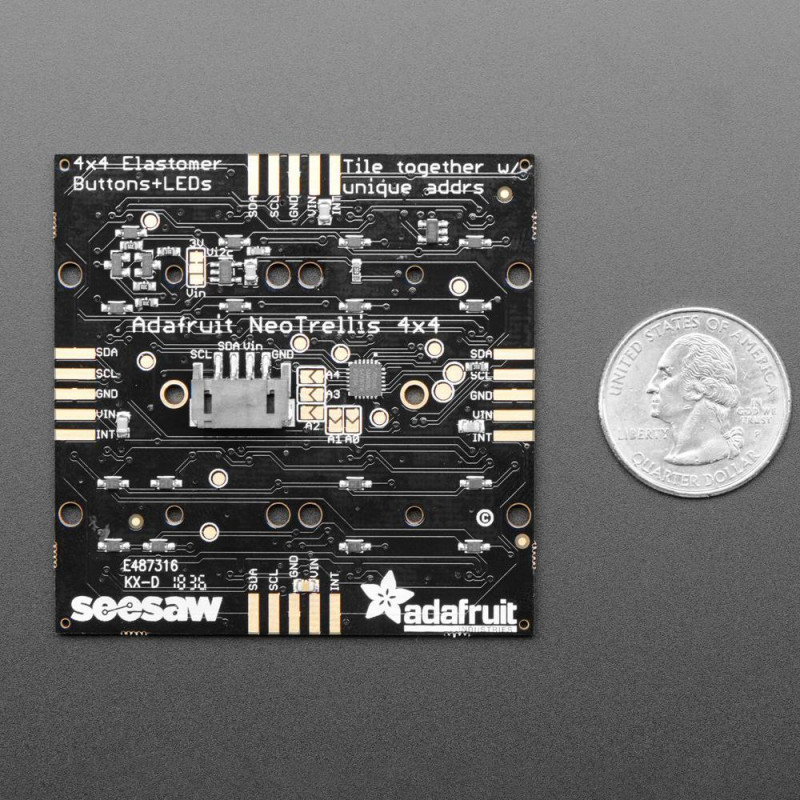 Adafruit NeoTrellis RGB Driver PCB for 4x4 Keypad