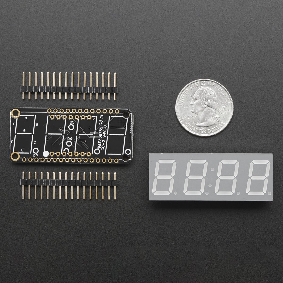 Adafruit 4-Digit 7-Segment LED Matrix Display FeatherWing - White