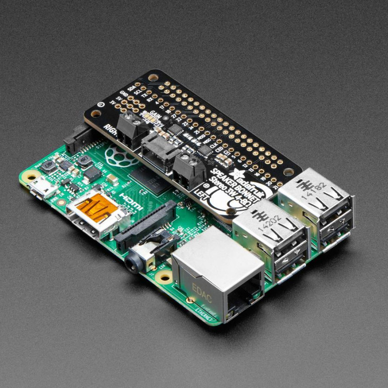 Adafruit I2S 3W Stereo Speaker Bonnet for Raspberry Pi - Mini Kit