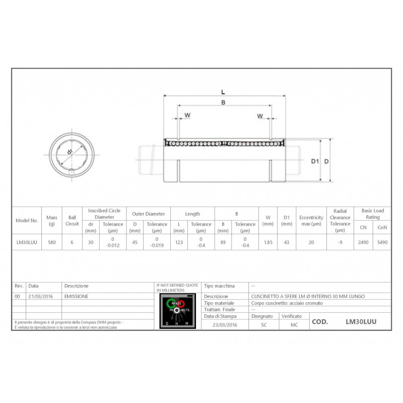 LM30LUU linear bearing