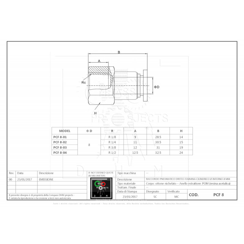 Straight push-in fitting PCF8 01