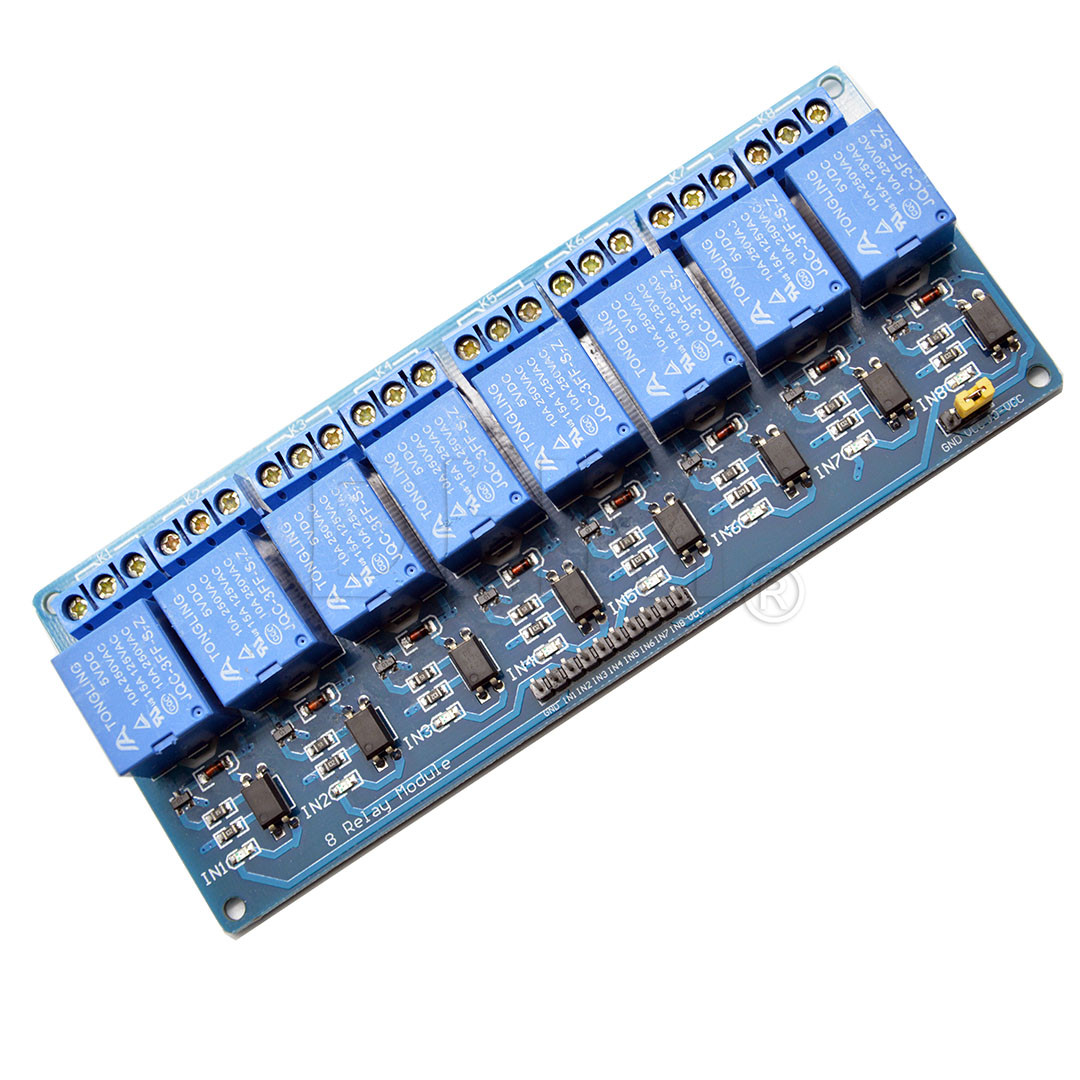 8 Channel Relay Module 12V DC - 250V AC Model JQC-3FF-S-Z 5VDC Relay