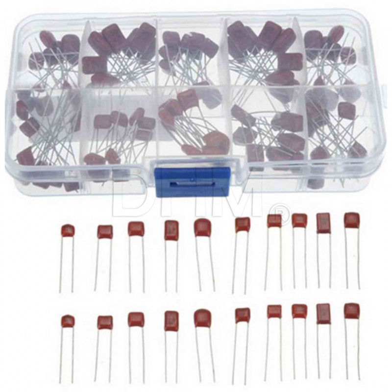 100 pcs Assorted Metalized Polyester Film Capacitor Kit 10nF ~ 470n F