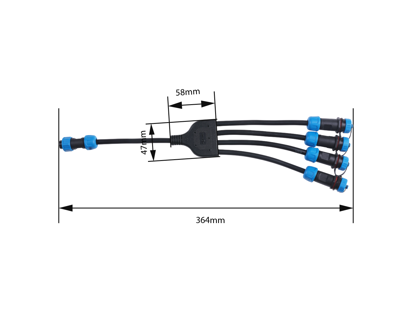 Industrial IP68 Modbus RS485 1-to-4 Splitter/Hub (to be used w/ Sen...