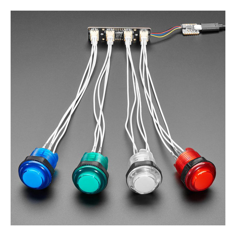 Adafruit LED Arcade Button 1x4 - STEMMA QT I2C Breakout - STEMMA QT...