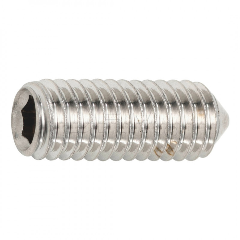 Grano con esagono incassato M6x8 punta conica - vite senza testa ac...