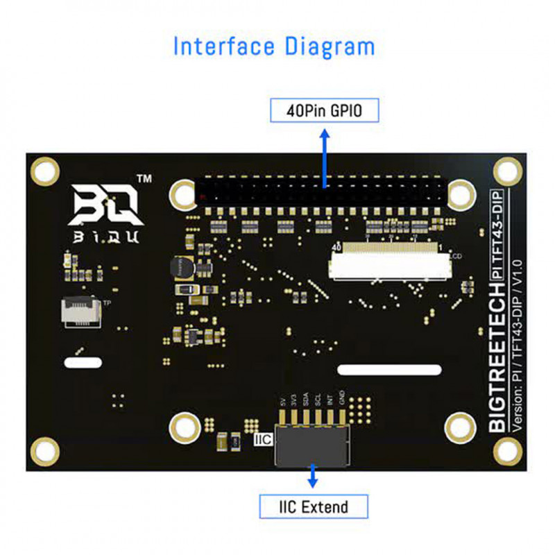 PI TFT43 BIGTREETECH - Capacitive DSI Screen for 3D Printers