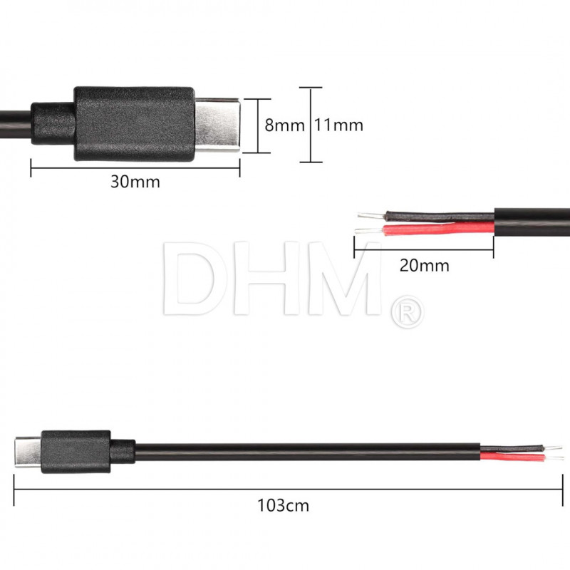 USB Type C 2-pin extension cable - 1 meter