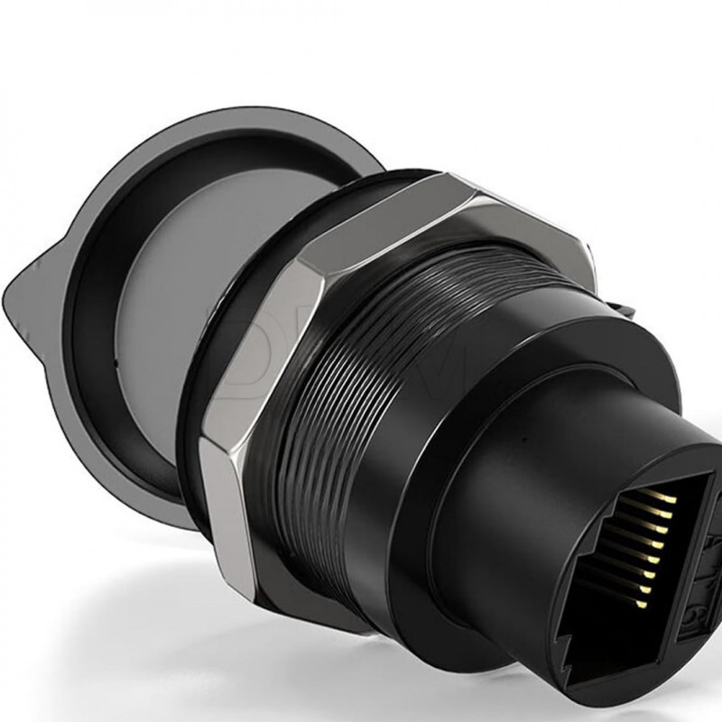 RJ45 panel-mounted socket - 22mm female-to-female adapter