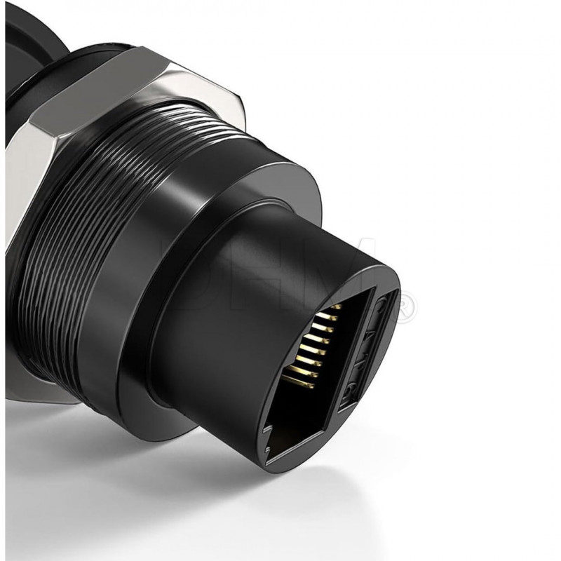 RJ45 panel-mounted socket - 22mm female-to-female adapter