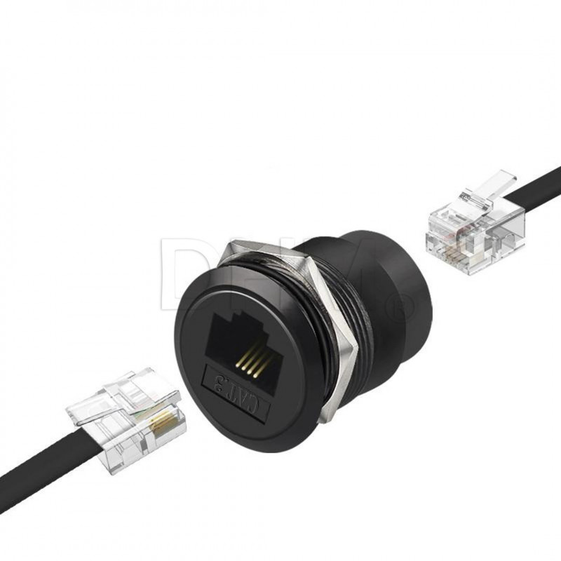 RJ11 panel mount socket - 22mm female-to-female adapter